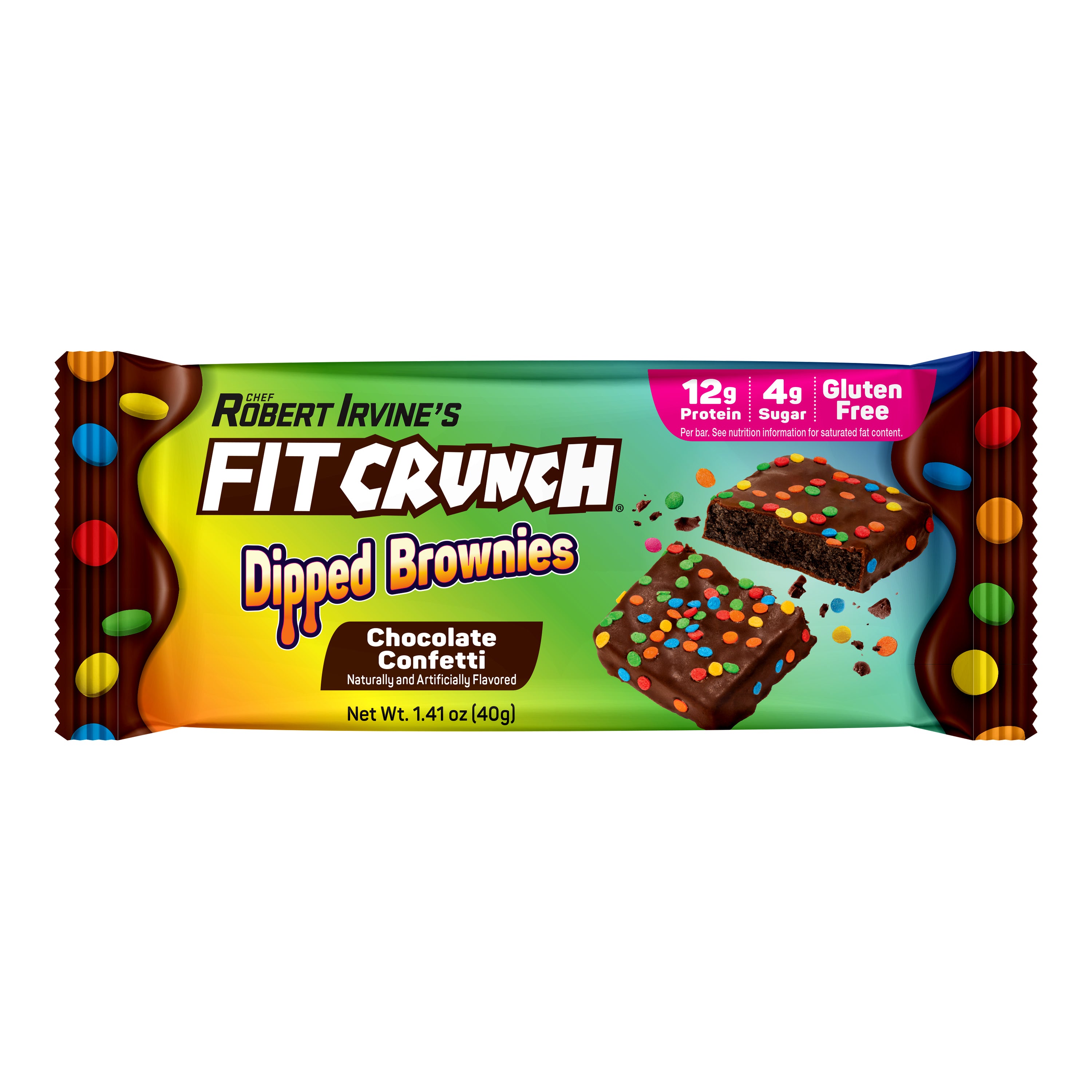 FITCRUNCH Dipped Protein Brownies (8 Brownies, Chocolate Confetti)