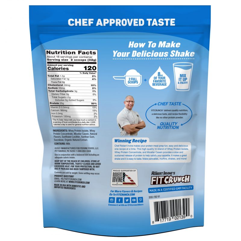 FITCRUNCH Vanilla Milkshake Protein Powder (18 servings)